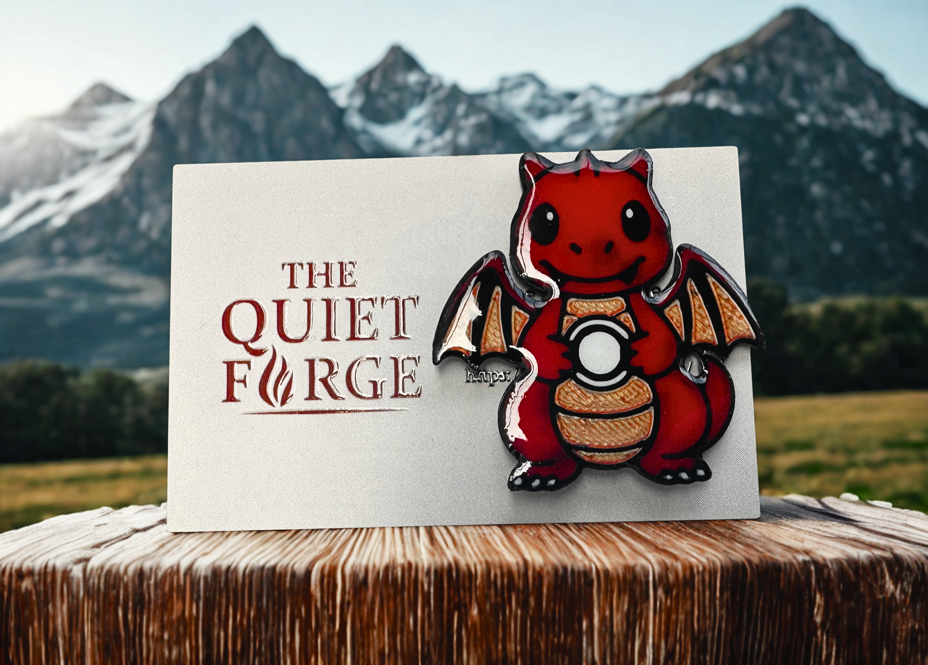 Biscuit the Dragon – Resin Pin Badge – The Quiet Forge
